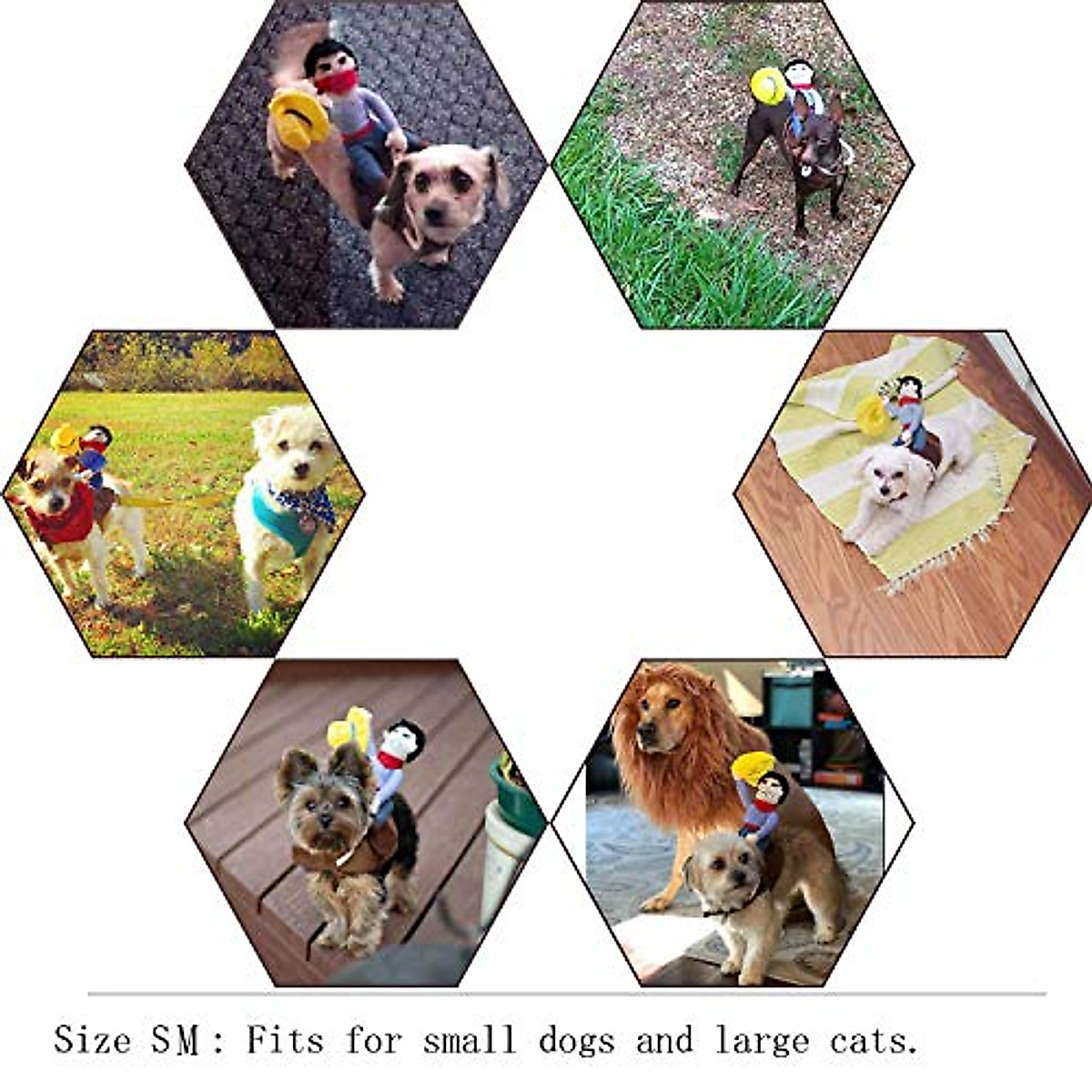 NACOCO Cowboy Rider Dog Costume for Dogs Clothes Knight Style with Doll and Hat for Halloween Day Pet Costume (S)