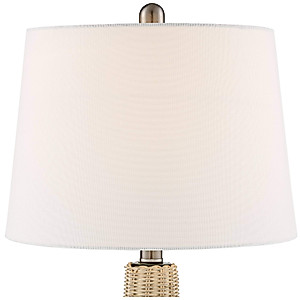 360 Lighting Alana Coastal Accent Table Lamp with Nightlight LED 22.75" High Rope Blue Glass Gourd White Fabric Drum Shade Decor for Living Room Bedroom Beach House Bedside Nightstand Home