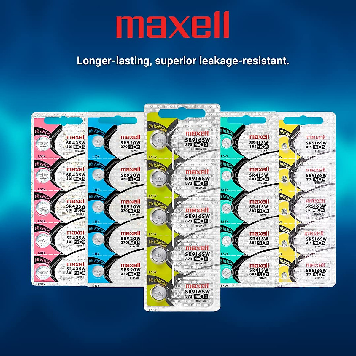 Maxell Sr916sw 373 Silver Oxide Cell Pack of 5 Made in Japan