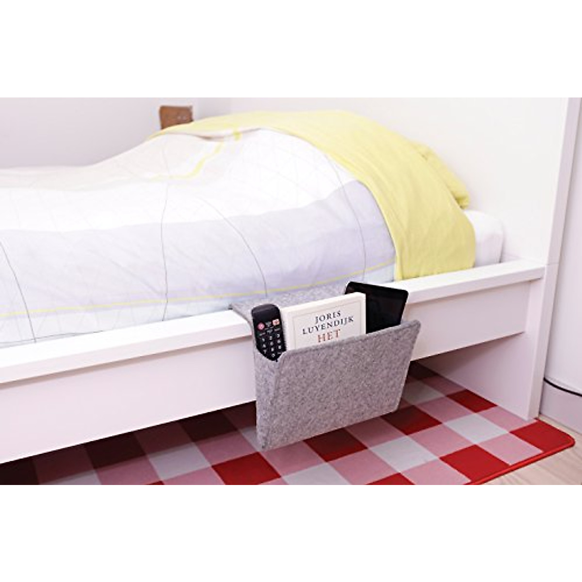 Kikkerland Grey Felt Bedside Pocket Caddy, Storage, Organizer, Holder