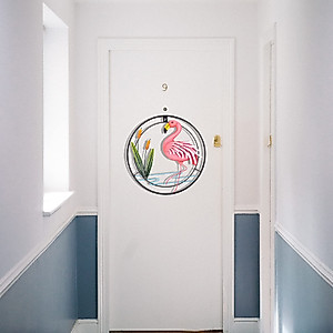 Vidduo Flamingo Metal Wall Art Hanging Décor for Indoor Outdoor, Flamingo Wall Plaque Hanging Artwork Garden Statues and Sculptures Wall Mural Yard Garden Decor for Home Room Door Patio Yard, 13"