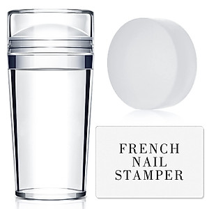 French Nail Stamper - BTArtbox French Tip Nail Tools with Nail Scraper and Replaceable Stamper Head, 100-Time Using Silicone Nail Stamper Kit for Gel Nail Polish DIY Nail Art Tools for Christmas
