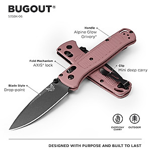 Benchmade - Bugout 535 EDC Knife with Alpine Glow Grivory Handle (535BK-06)