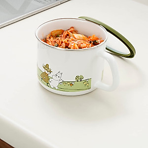 Fuji Enamel MTG-14MP Storage Container, Enameled Stockpot, Moomin, Olive, 5.5 inches (14 cm)