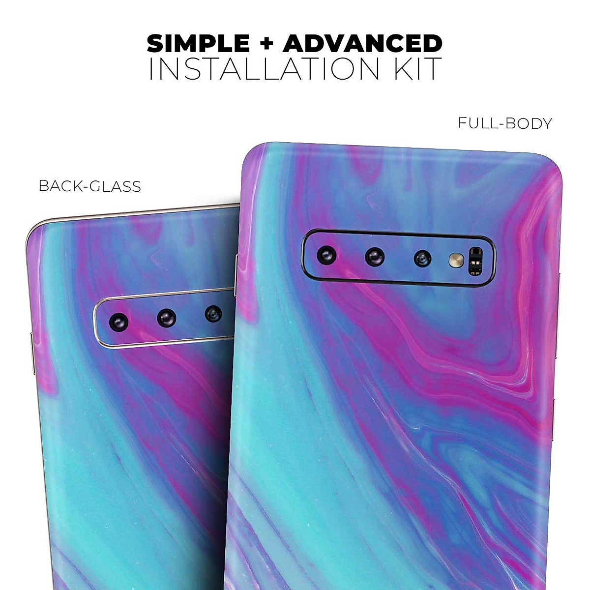 DesignSkinz Marbleized Pink Ocean Blue v32 Protective Vinyl Decal Wrap Skin Cover Compatible with The Samsung Galaxy S20 (Screen Trim & Back Glass Skin)