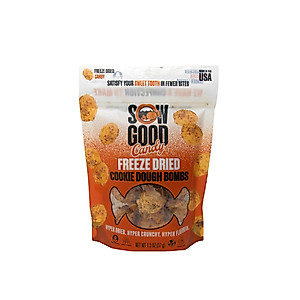 Sow Good Freeze Dried Candy 4 Flavor Variety - (1) Each: Crunchy Worms, Crunchy Bears, Cookie Dough Bombs, Lil' Mints (1.3-1.9 Ounces) Plus Recipe Booklet Bundle