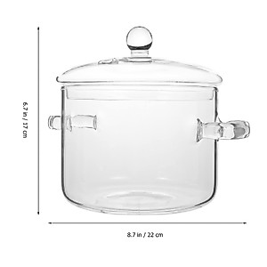 64 oz Glass Pots For Cooking On Stove Soup Pot Glass Saucepan With Covers Stovetop Cooking Pot Noodle Cooker Pot With Double Handle For Pasta Noodle Milk 1900ml
