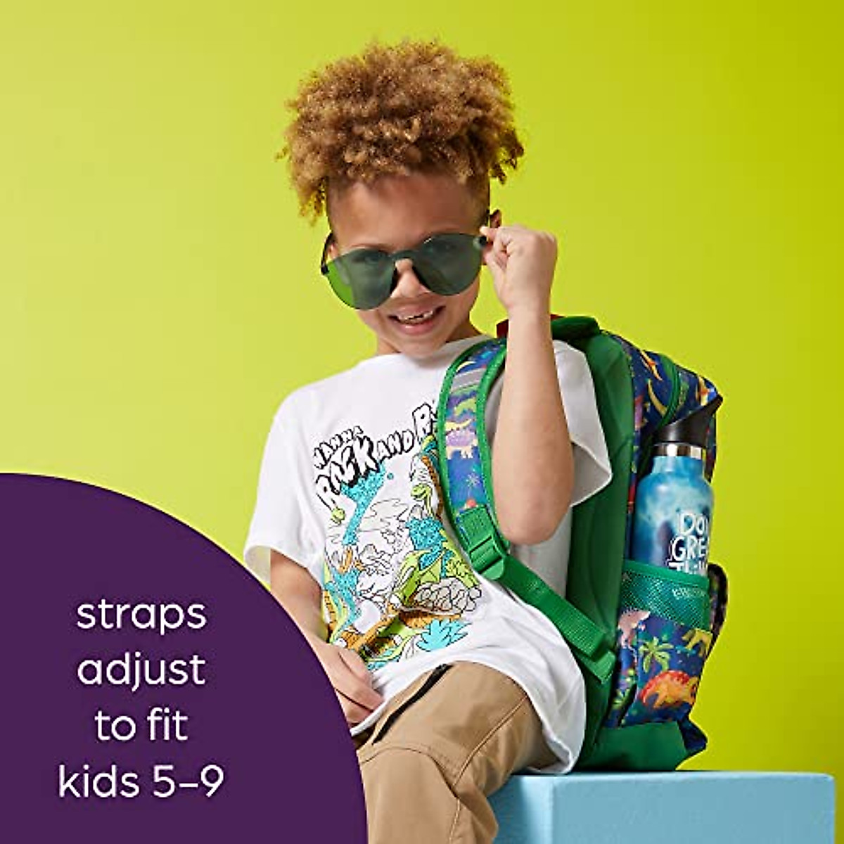 Highlights Backpack for Kids, 17-Inch Weather-Resistant Backpacks for Boys and Girls, Elementary School Kids Bags, Ages 5-9 (Dinosaur Glow-in-the-Dark - Green)