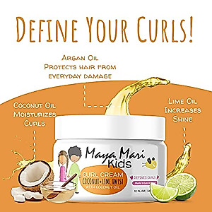 Maya Mari Kids Curly Hair Gift Set | 2-in-1 Shampoo & Conditioner, Curl Cream, Detangler | Tear-Free, Sulfate-Free