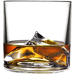 LIITON Mt Everest Whiskey Glasses Set of 4, Heavy Rocks Glasses Gift Set With Raised Mountain For A Quick Chill Without Ice