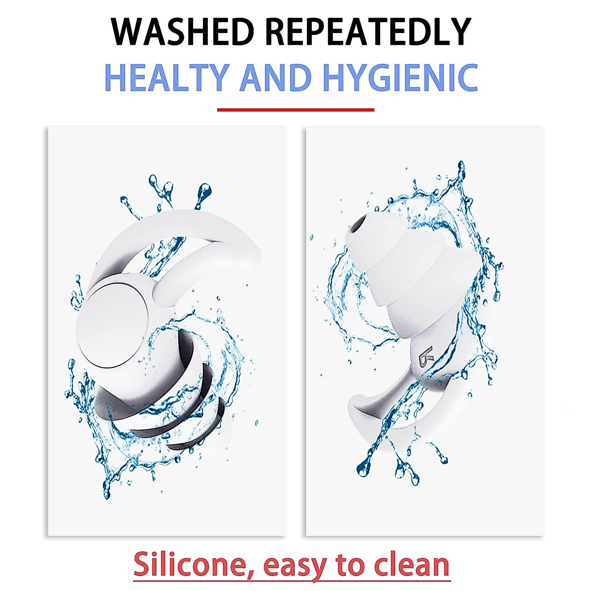 Ear Plugs for Sleeping Noise Cancelling, Ear Plugs for Noise Reduction, Washable Hearing Protection for Work, Travel, Concert, Swimming, Sleep Snoring(White)