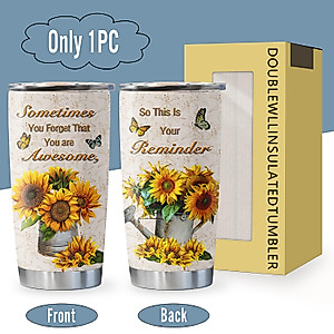 Joyloce Sunflower Gifts for Women, Inspirational Gifts for Women, Thank You Gifts, Birthday Gifts for Women Her Wife Mom Daughter Sister Friend Coworker, You're Awesome Coffee Mug Cup Tumbler 20oz