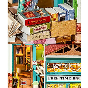 Rolife DIY Miniature Dollhouse Kit Room Making Kit Craft Kits for Adults Gifts for Girls Boys Women Men (Free Time Bookshop)