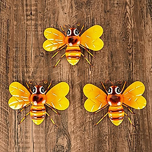Canabear Metal Bee Wall Decor Art, Iron Bee Hanging Decorations for Outdoor Home Garden Lawn Fence Patio Yard Art