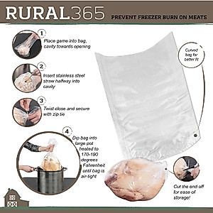 Rural365 Shrink Wrap Poultry Bags 25ct - Chicken Heat Dip Shrinking Wrap Storage Bag, 13 x 18 Inch with Steel Straw
