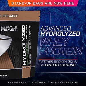 Muscle Feast Grass-Fed Hydrolyzed Whey Protein Powder, All Natural Hormone-Free, Chocolate, 5lb