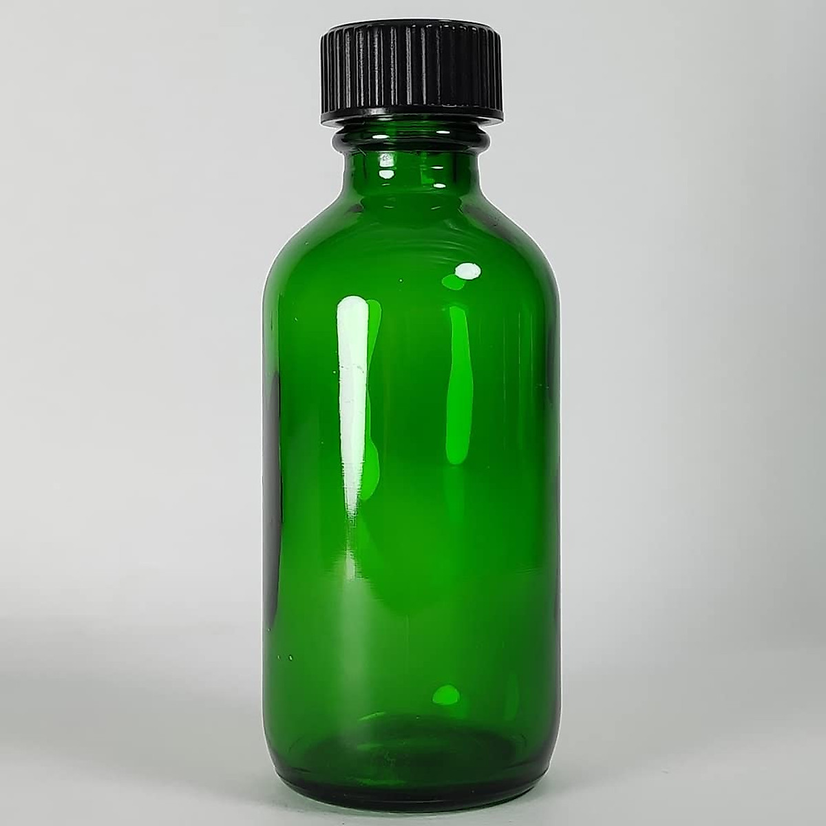 Bioll 60ml (2 oz) Boston Glass Bottles. Essential Oil Bottle With Black Poly Cone Lids. For Potion,Juice,Ginger Shots,Oils, Whiskey,Perfume,Aromatherapy,Lab Refillable Sample Vials -12 pack (Green)