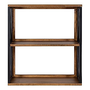 Kate and Laurel Rigby Farmhouse 3-Tier Wall Shelf, 25 x 8 x 28, Rustic Brown and Black, Decorative Modern Floating Shelves for Wall