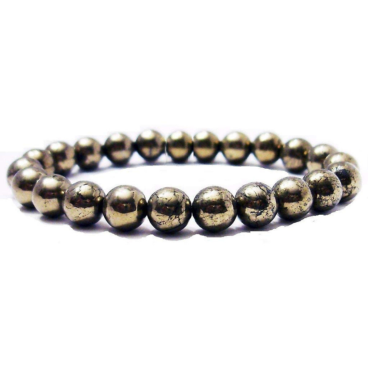 DHYANARSH Pyrite Beads Bracelet - Astronomy Jewelry, AAA Natural Stone Beads 8mm