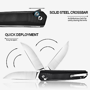 Cohesion Pocket Knife for Men and Women, EDC Knife with Pocket Clip, Folding Knife Utility Knife for Outdoor Camping Hiking