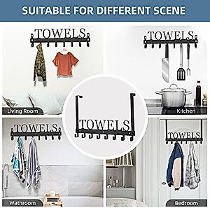 Azmoncy Over The Door Hooks, Towel Rack for Bathroom Towel Holder for Hanging Heavy Duty, Wall Mount Towel Hanger with 8 Hooks for Bedroom Bathroom Pool Kitchen Towels, Bag, Coats