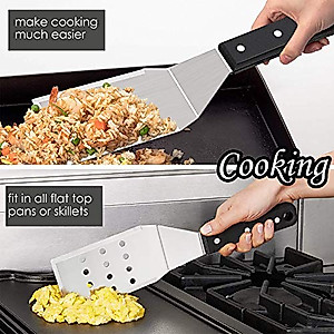 HaSteeL Metal Spatulas, Stainless Steel Griddle Spatula Tools with Riveted Handle, Heavy Duty Burger Turner for Teppanyaki BBQ Flat Top Hibachi Cast Iron Grilling Cooking, Dishwasher Safe - (2Packs)