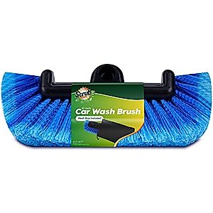 SCRUBIT 12" Car Wash Brush with Soft Bristles for Car Truck Boat Deck & House Cleaning, Exterior Washing Brush Connects with Pole & Hose Storage Bag Included (Blue)