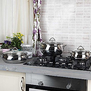 Korkmaz Tombik High-End Stainless Steel Induction-ready Casseroles, Low Casseroles with Tri-Ply Encapsulated Base (Low Casserole 5 Quart)