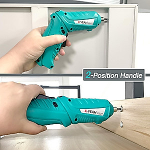 X-YEAH Small Electric Screwdriver, 3.7V Rechargeable Cordless Screwdriver with LED Light, Electric Screwdriver Kit Includes 45pcs Bit Set, USB Charging Cable, Carrying Case