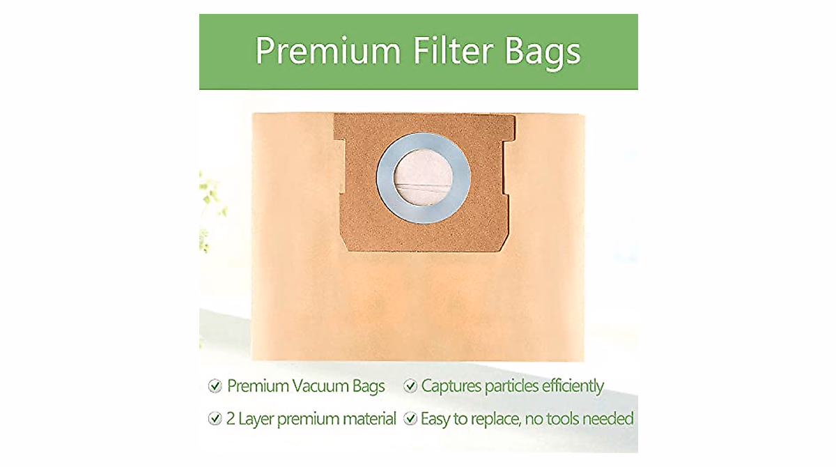 6 Pack Replacement Filter Bags for Porter-Cable Vacuum