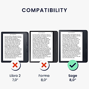 kwmobile Case Compatible with Kobo Sage - Cover Faux Nubuck Leather e-Reader Flip Case - Dusty Pink