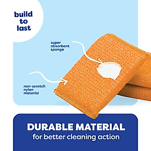 SCRUBIT Multi-Purpose Dish Scrub Sponge, Non Scratch Scouring Pads, Cleaning Sponges for pots, Dishes & Non-Stick Cookware - Pot Scrubber Sponges for Kitchen & Bathroom - 12 Pack Dish Sponge (Orange)