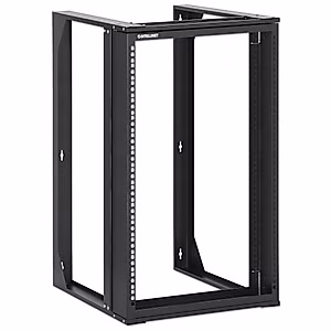Intellinet 15U 19" 2 Post Open Frame Server Wall Mount Rack - 180 Degree Gate Swing, Flatpacked, Antistatic Powder Coated Steel – for IT Network Equipment & AV Devices – 3 Yr Mfg Warranty – 716208