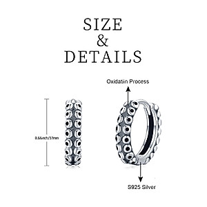 Octopus Tentacle Earrings Sterling Silver Hoop Earrings for Women Punk Goth Jewelry Birthday Gifts