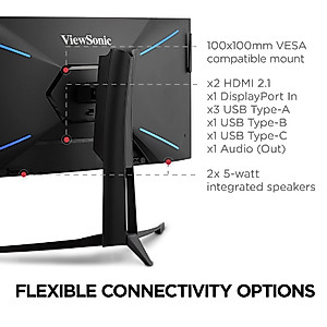ViewSonic XG341C-2K 34 Inch 1440p 21:9 Curved Gaming Monitor 1ms, 200Hz, FreeSync Premium Pro, Mini LED, HDMI 2.1, USB C, HDR1400