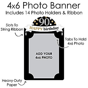 Big Dot of Happiness Adult 90th Birthday - Gold - DIY Birthday Party Decor - Picture Display - Photo Banner