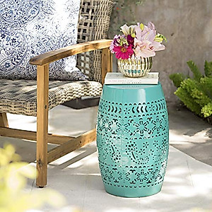 Christopher Knight Home Ruby Outdoor 12" Iron Side Table, Teal