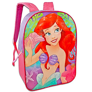 Disney The Little Mermaid Backpack with Lunch Box Set - Disney Princess Backpack for Girls Bundle with Ariel Lunch Bag, Stickers, More | Little Mermaid School Supplies