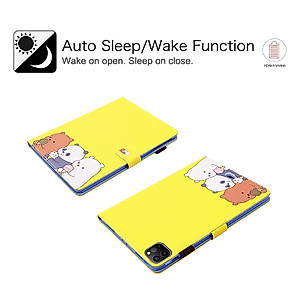 DTangLsm Compatible with iPad Pro 11 inch 4th/3rd/2nd/1st Generation Case 2022 2021 2020 2019, Slim PU Leather Cover Stand Protective Shell Case, Bear