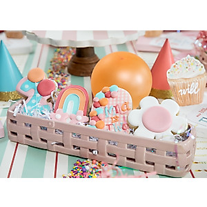 Mud Pie Woven Cracker Dish, Pink, 2" x 12"