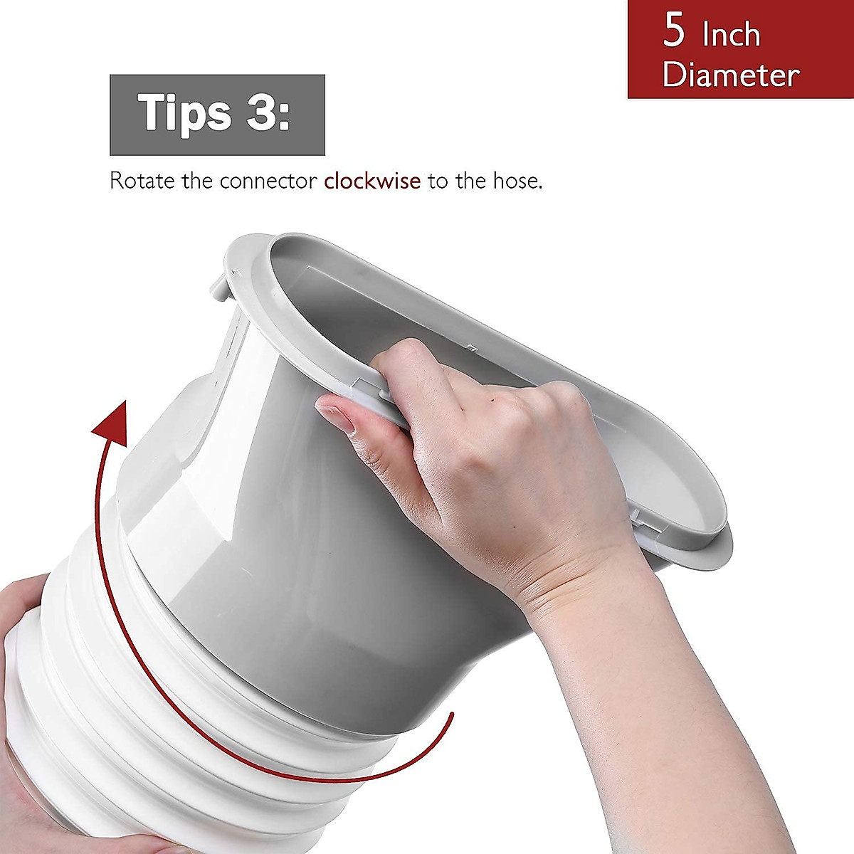 TURBRO 5 Inch Portable Air Conditioner Universal Exhaust Hose Clockwise Thread with Window Vent Kit