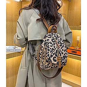 Tekzitfuir Women's Leopard Backpack Water Resistant Travel Bag Student Anti-theft Daypack Teen Girls Satchel Bag Daypack (2 zipper)