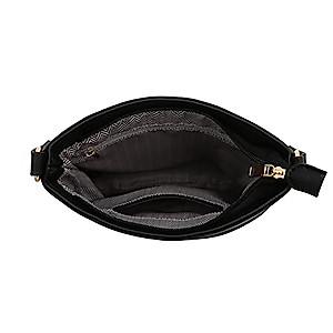 Isabelle Women's Fashion Medium Size Crossbody Bag with Gold Plate Black