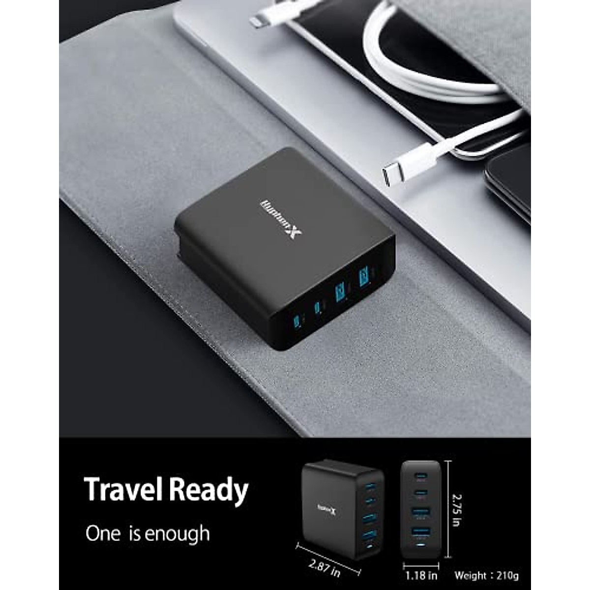 Hyphen-X 100W USB C Charger, GaN Fast Type C PD Charging Station for MacBook Pro Air 16in 14in 2021 13inch 2022, iPhone 14 13 Pro, iPad Pro Air, Galaxy, XPS, USB-C Laptops and More(Black)