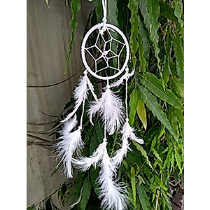 FIKIMOS Dream Catchers Wall Decor, Handmade Feather Bedroom Home Car Decor Nursery Room Hanging Decoration (3" White Ring)
