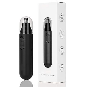 Nose and Ear Hair Trimmer, Professional Painless Nose Hair Remover for Men and Women, Battery-Operated, Waterproof Stainless Steel Head, Dual Edge Blades, Mute Motor, Cleaning Brush