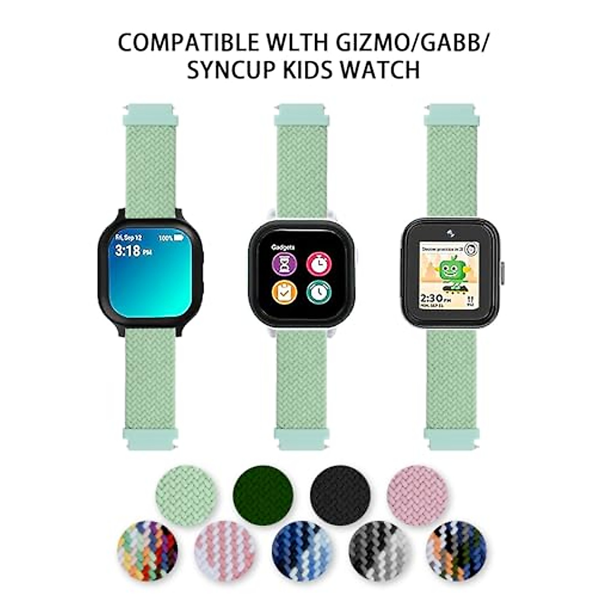 Khxriypha Nylon Braided Band for Gizmo Watch Band Replacement Compatible with Gizmo Watch 3 2 1/Gabb Watch 2 1/SyncUP Kids Watch,Adjustable Braided Elastic Sport Loop Watch Bands for Boys and Girls