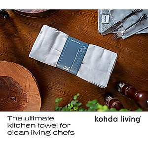 KOHDA LIVING Premium Silver Infused Kitchen Towels - 100% Organic Cotton Dish Towels - Odor Controlled Tea Towels (Pack of 4) Absorbent Kitchen Hand Towels Gray