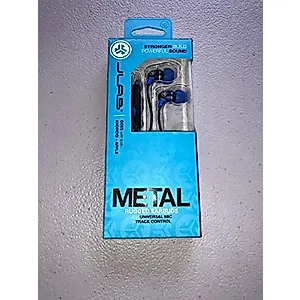 JLab JBuds Metal Earbuds, Black/Electric Blue