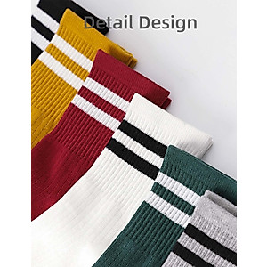 WAIKAS 【5-Pack】 Mid Calf Socks for Women, Common Size Adult Socks, Black/White/Yellow/Rose Red/Green each color 1 Pair